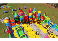 Giant Outdoor Rainbow Castle Theme 1500W Inflatable Fun Land